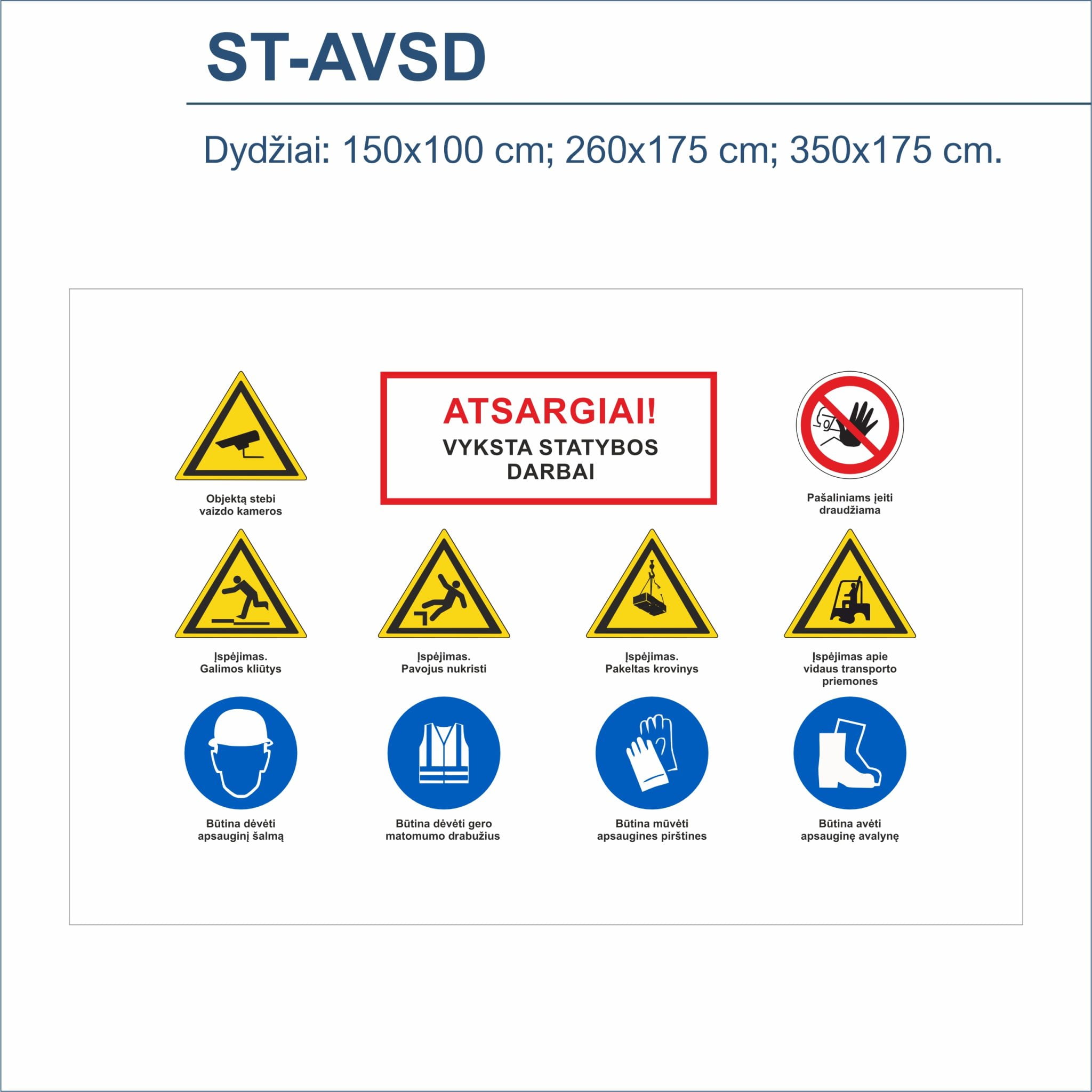 Tentai. Saugos ženklai statybos objekte (statybvietėms) - Stendai
