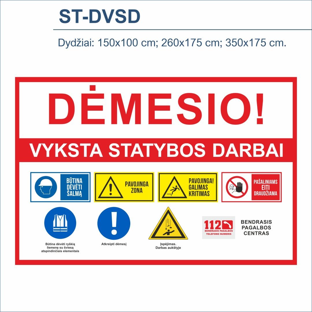Tentai. Saugos ženklai statybos objekte (statybvietėms) - Stendai