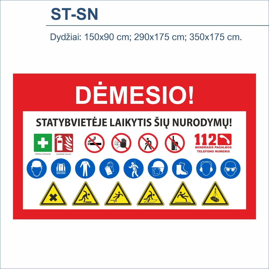 Tentai. Saugos ženklai statybos objekte (statybvietėms) - Stendai