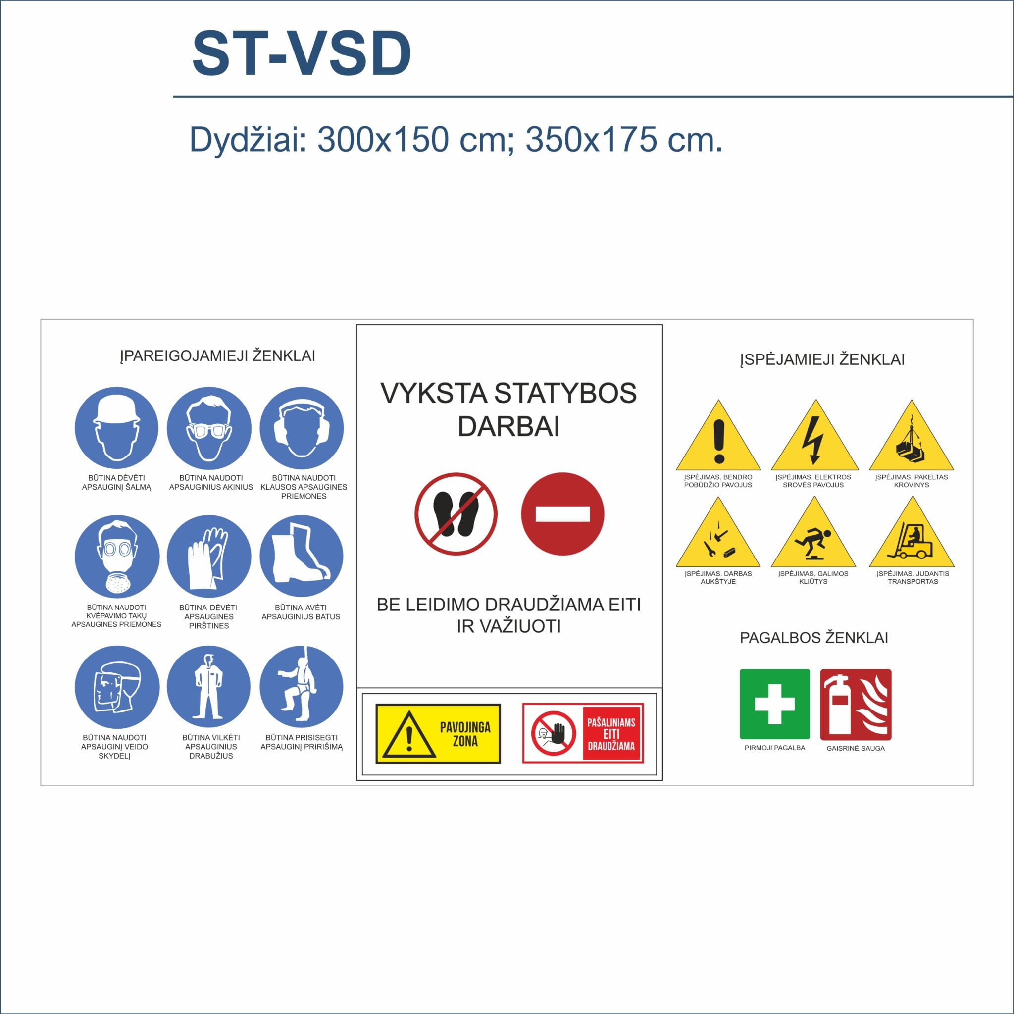 Tentai. Saugos ženklai statybos objekte (statybvietėms) - Stendai
