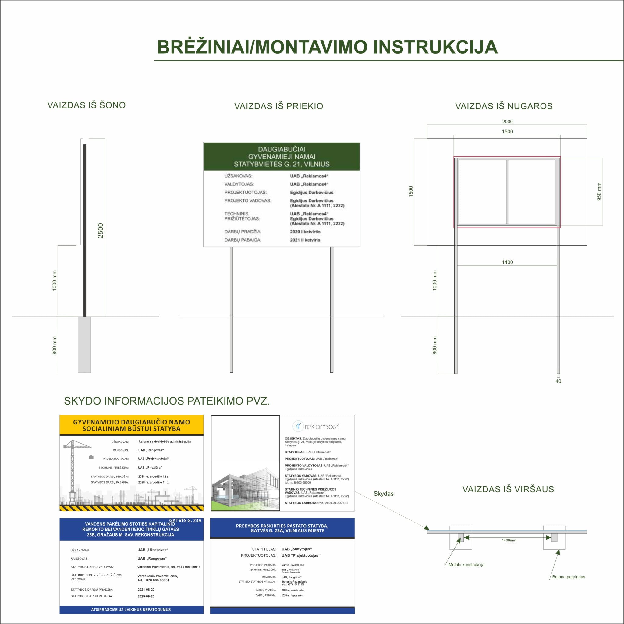 Stendas pagal STR, privalomi statybviečių informaciniai su plienine ...